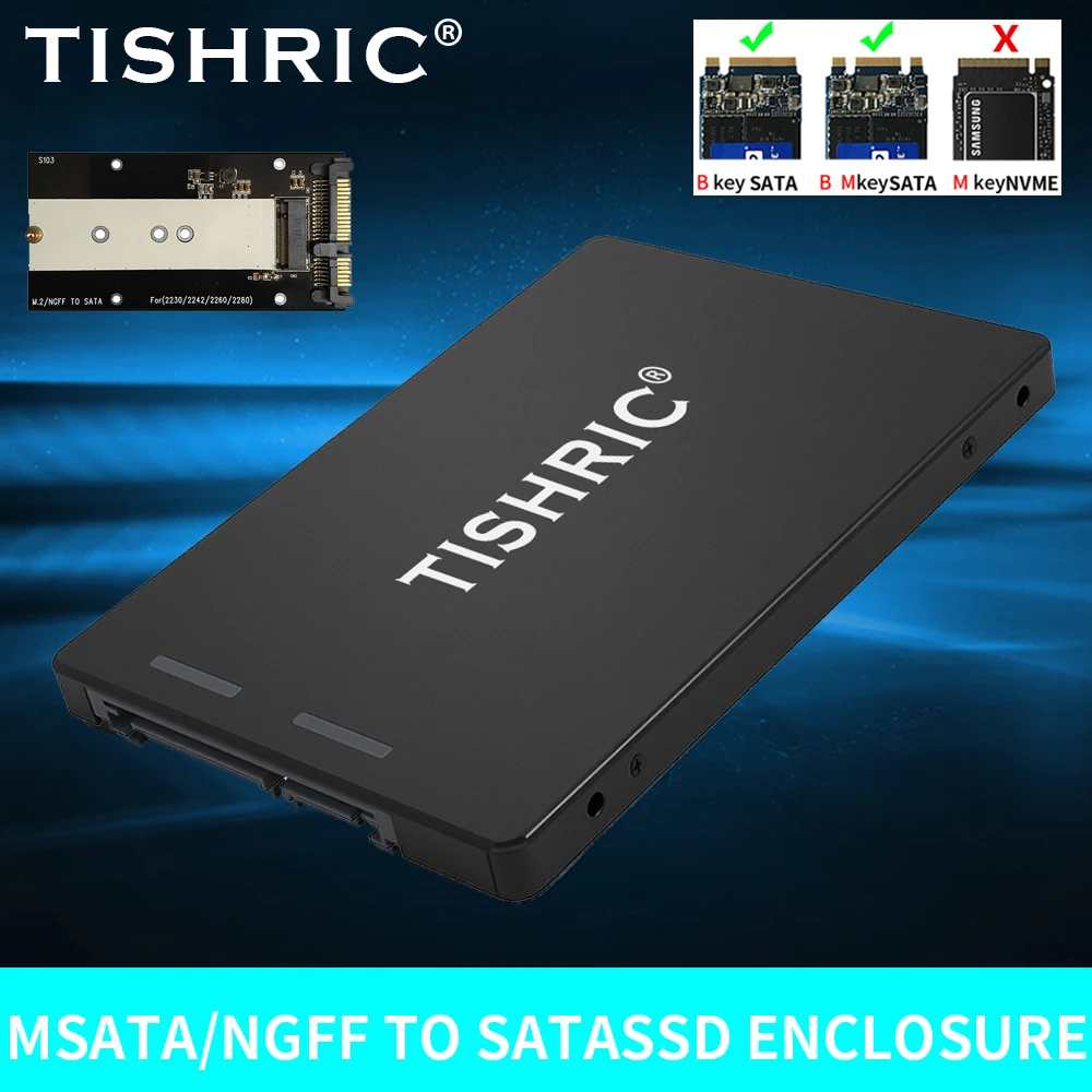 TISHRIC M2 NVME NGFF Series Hard Disk Box MSATA To SATA 3.0 SSD Case Compatible With Solid Hard ...