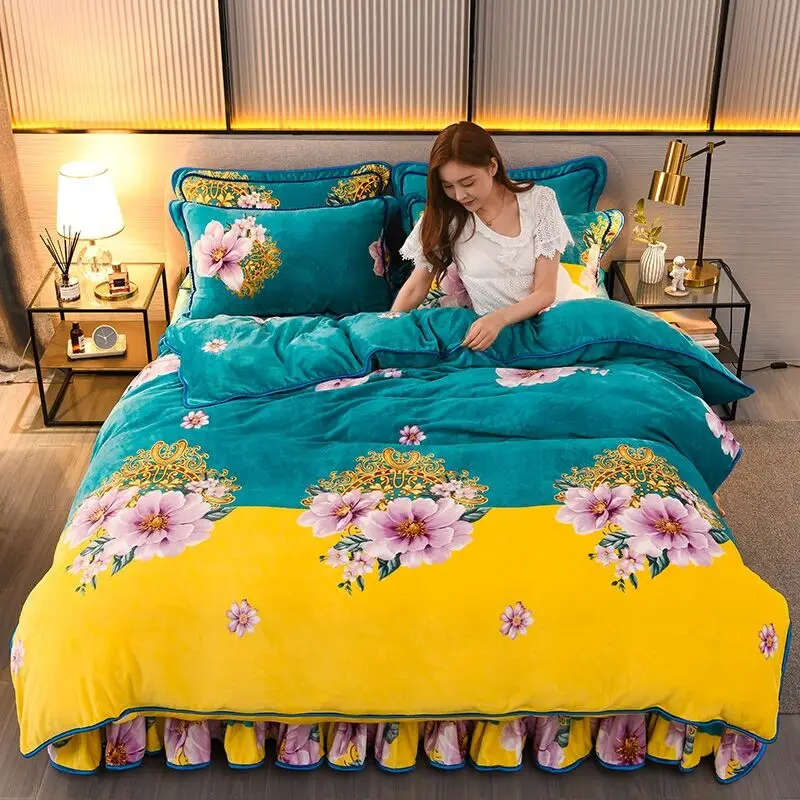 9kg-Bedding-Sets-Thickened-Double-sided-Milk-Velvet-Coral-Velvet-four ...