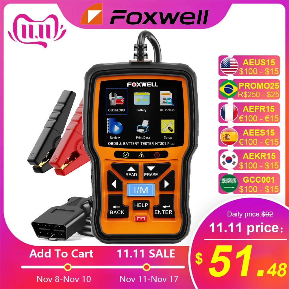FOXWELL-Ferramentas-Profissionais-de-Diagn-stico-NT301-Al-m-disso-CAN ...