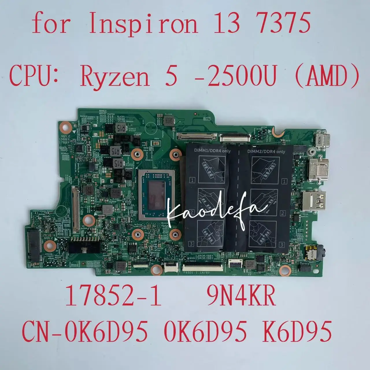 17852-1 Pour Dell Inspiron 13 7375 Carte Mère D'ordinateur Portable ...