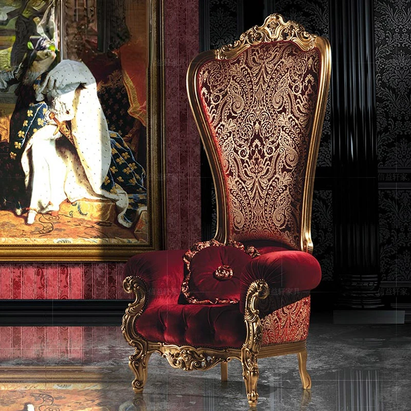 Luxury-European-style-solid-wood-leisure-chair-cloth-armchair-gold-foil ...