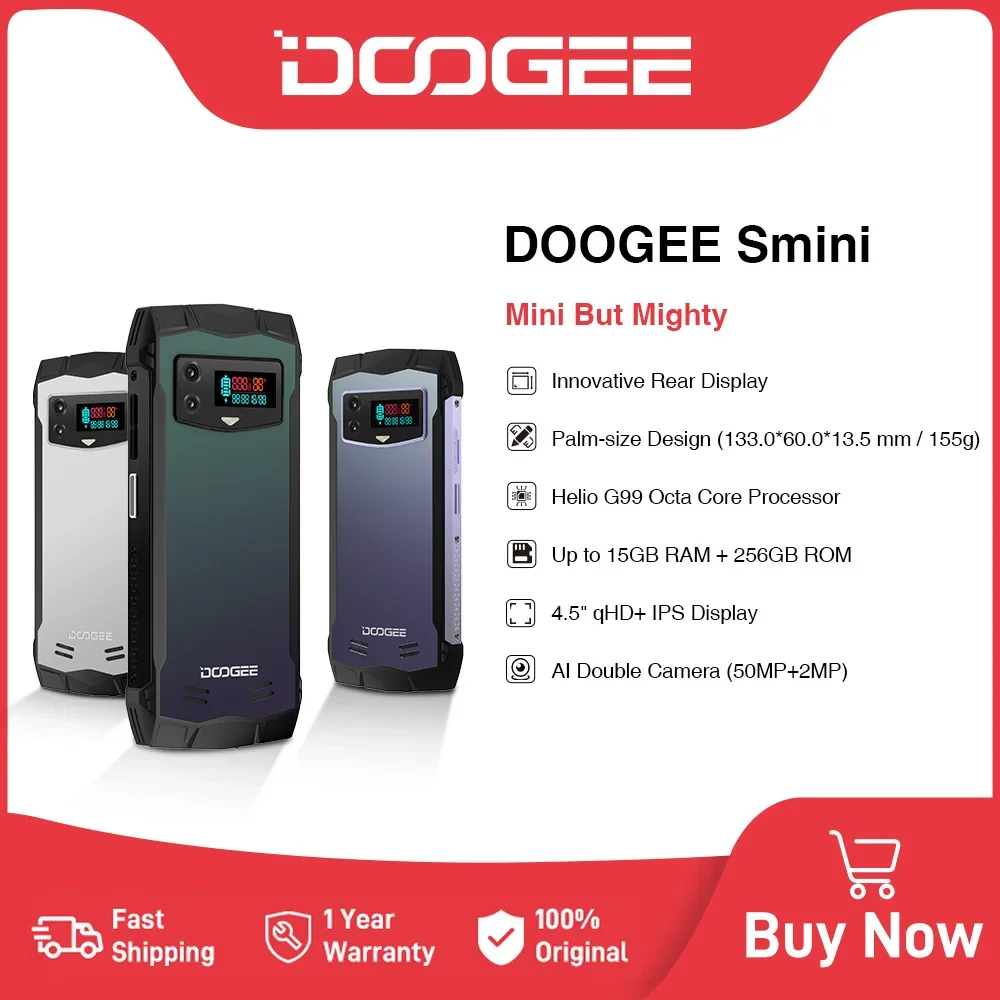 World-Premiere-DOOGEE-Smini-Rugged-Phone-4-5-qHD-Display-8GB-256GB ...