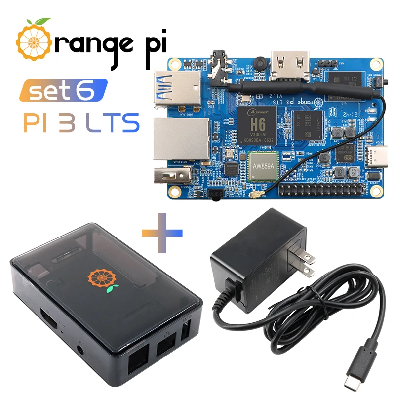 Orange Pi 3 LTS+Black Case+5V3A Type C Power Supply,Open Source Mini PC ...