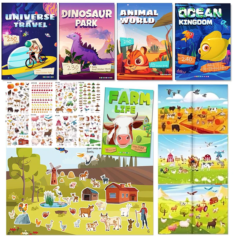 Kids-Sticker-Activity-Book-230-Reusable-Stickers-8-Scenes-Books-Ocean ...