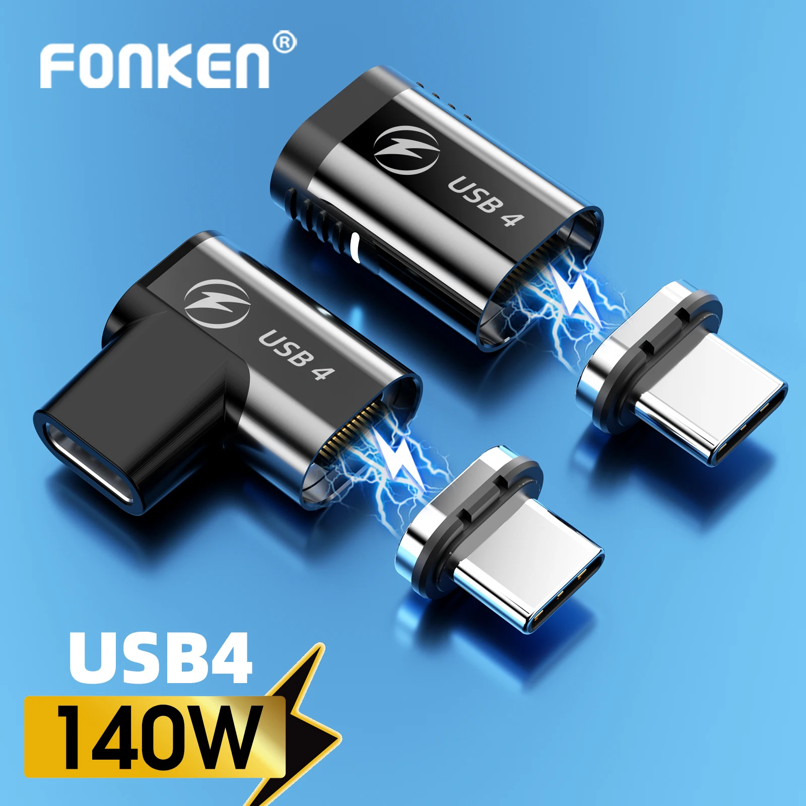USB-4-0-Magnetic-USB-C-Adapter-Type-C-Connector-PD-140W-Fast-Charging ...