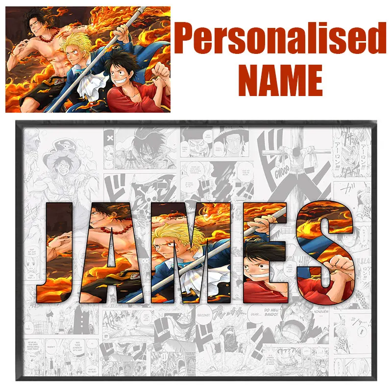 Customized-NAME-Word-Anime-One-Piece-Luffy-Peripherals-Posters-Wall-Art ...