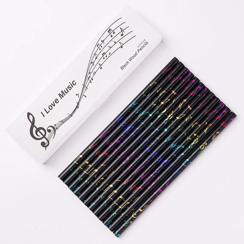 Colorful-Note-Black-Wood-Pencil-Student-I-Love-Music-Stationery-Treble ...