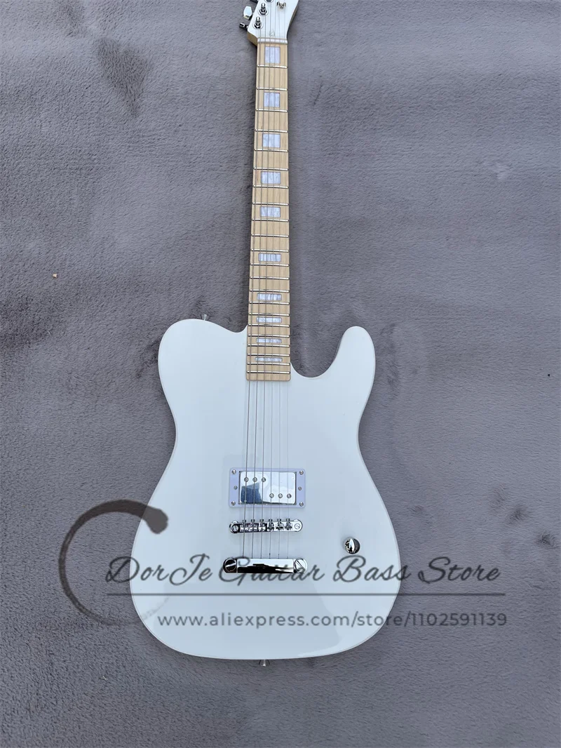 White-Electric-Guitar-H-Pickup-Fixed-Bridge-Maple-Fingerboard-white ...
