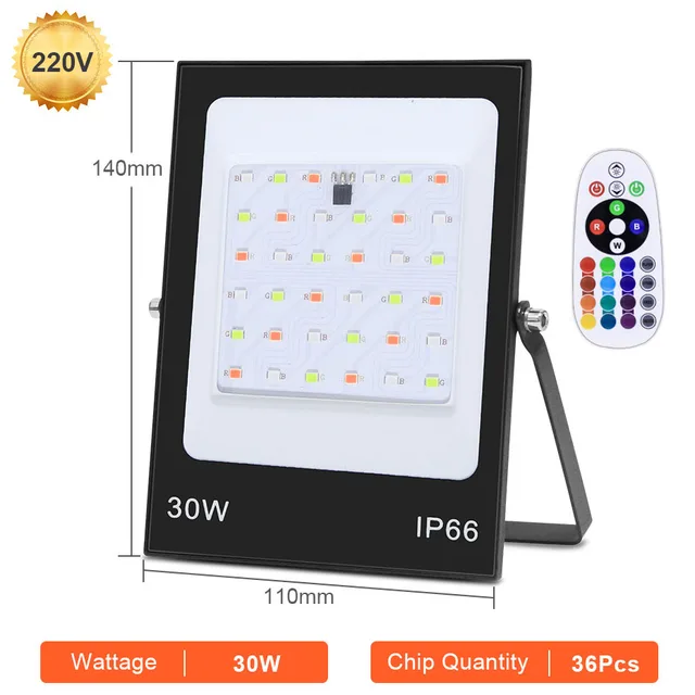 Ultra Thin RGB Led Floodlight Remote Control 30W 50W 100W 200W 220V ...