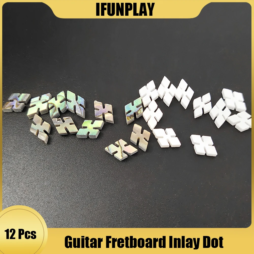 12pcs 5*9mm Acoustic Guitar Abalone White Shell Dot Diamond Notched ...