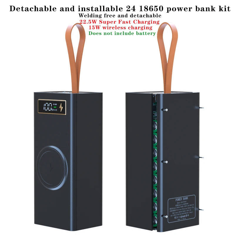 24 cell 18650 lithium battery charging case flash charging mobile power ...