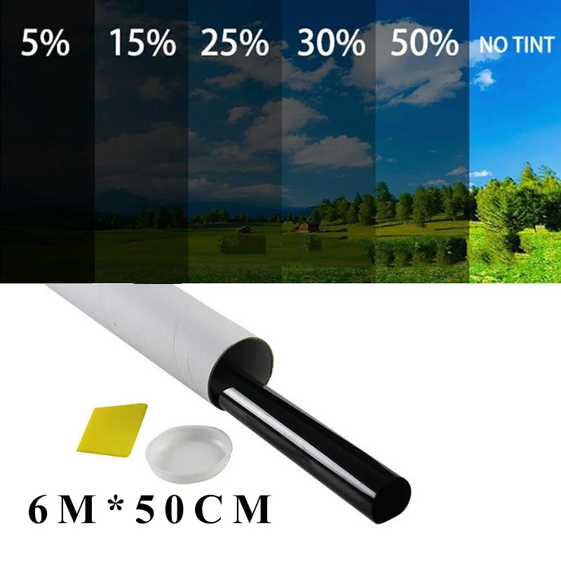 6m X50cm Vlt Black Car Window Foils Tinting Film Roll With Tube Package ...