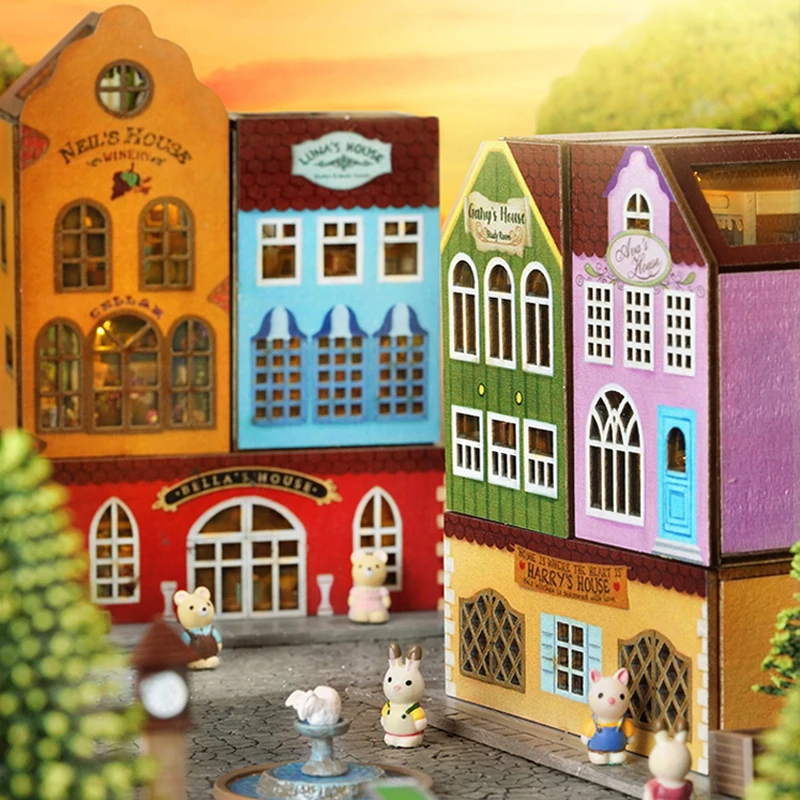 DIY-Mini-Rabbit-Town-Casa-Wooden-Doll-Houses-Miniature-Building-Kits ...