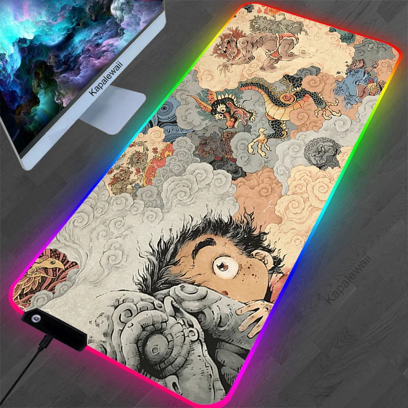 Anime Rgb Mouse Pad Gaming Mousepad Gamer Large Desk Led Backlit ...