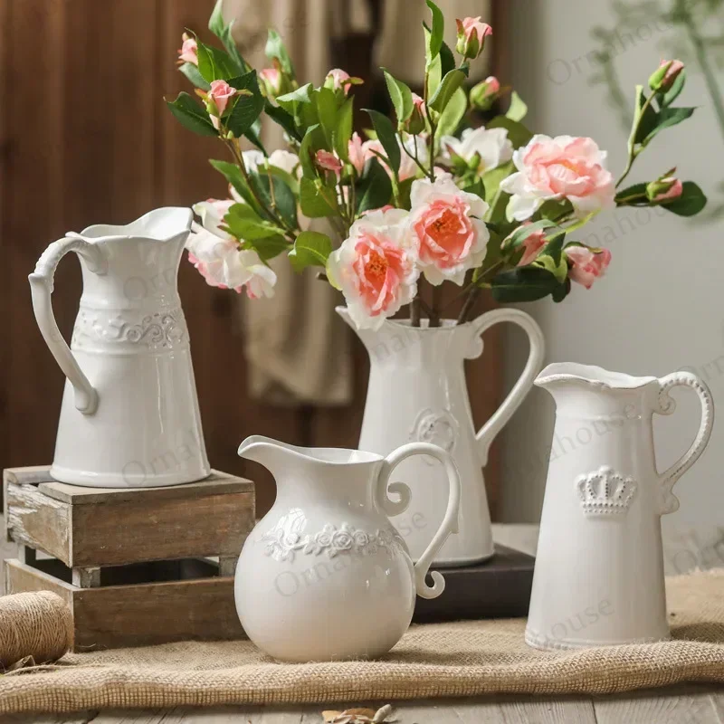 European Style Relief Ceramic Vase, Flower Arrangement, Milk Pot Vases ...