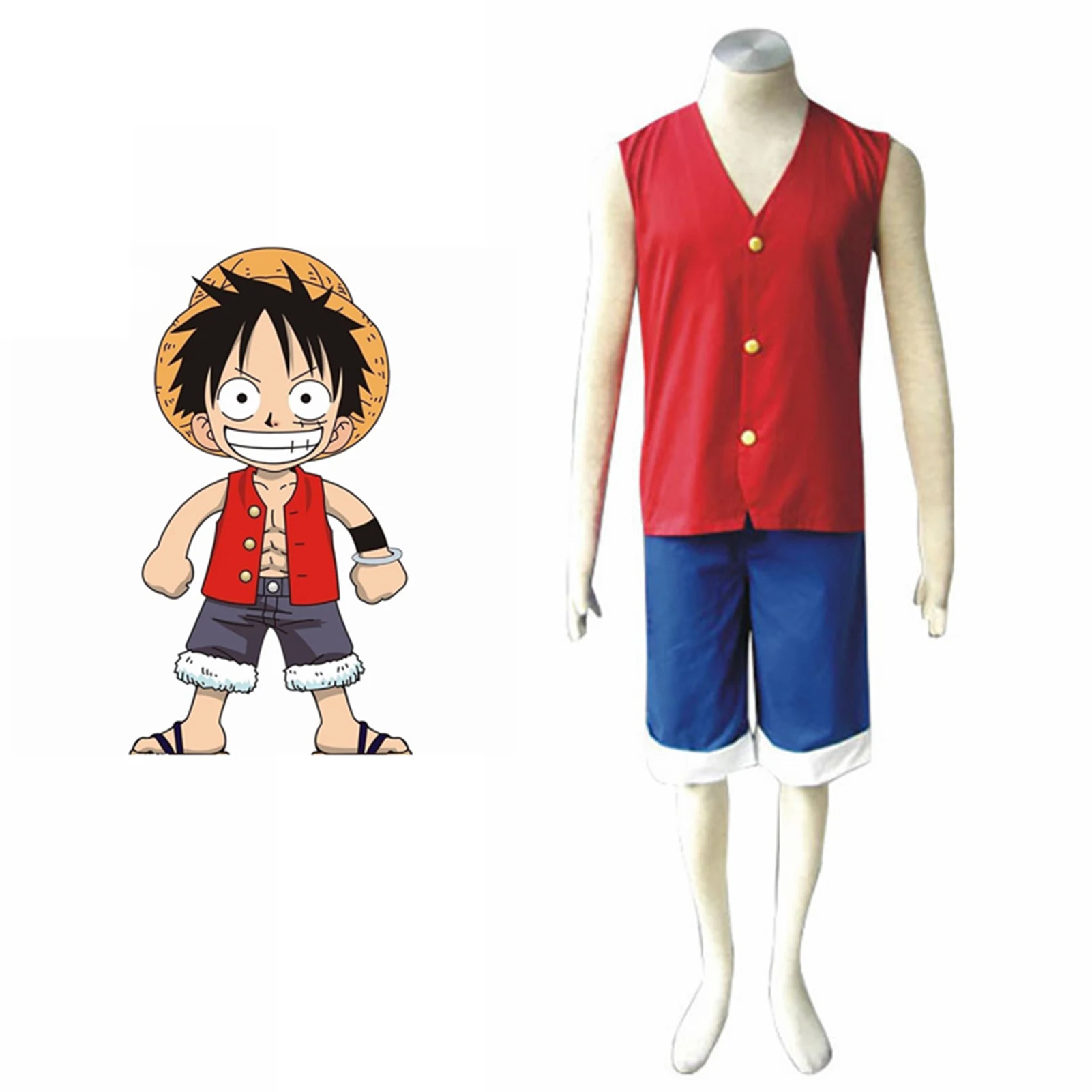 Ainclu-One-Piece-Luffy-Cosplay-Adult-Kid-Costume-Halloween-Monkey-D ...