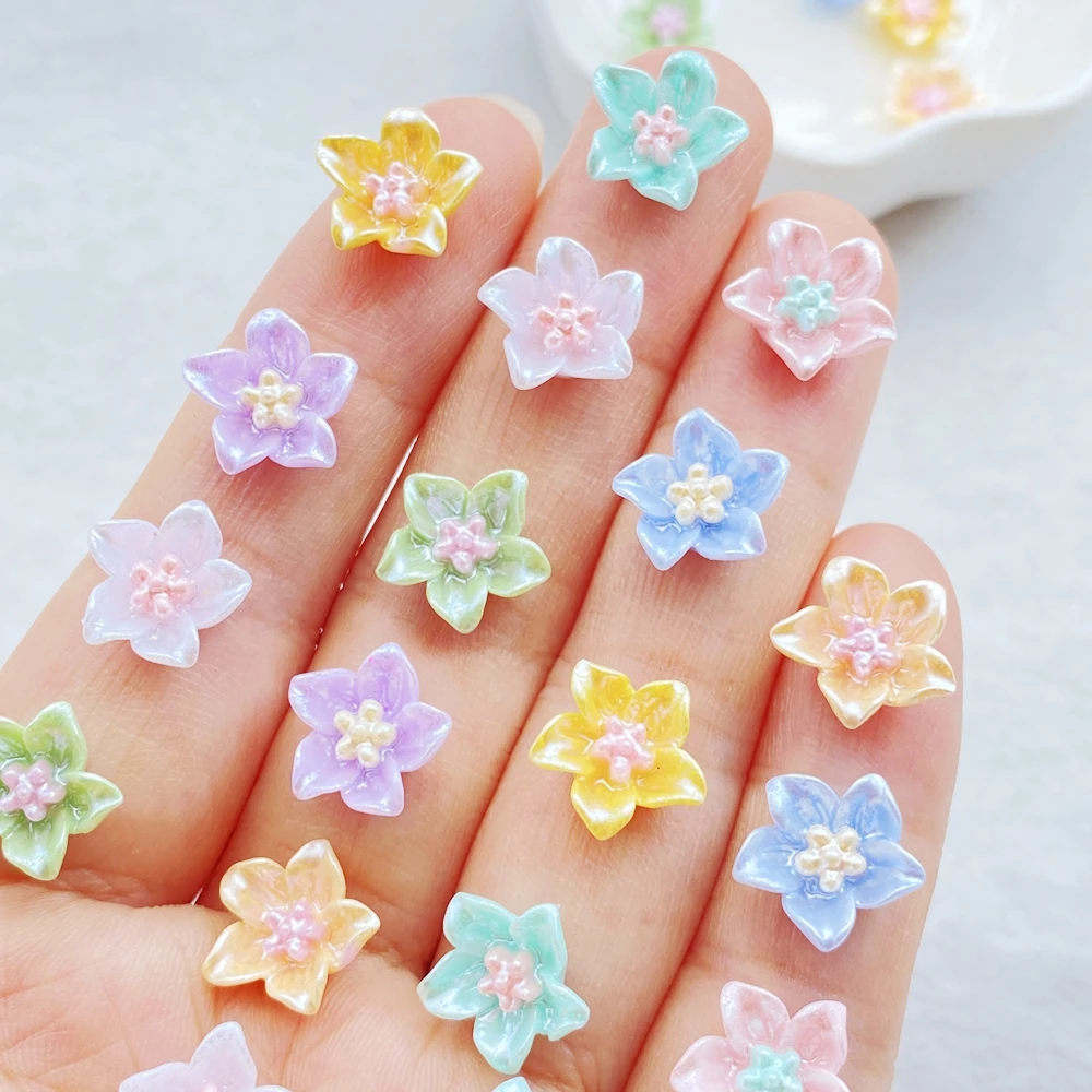 50Pcs 11mm Resin 3D Colorful lily Flatback flower Scrapbook Wedding ...