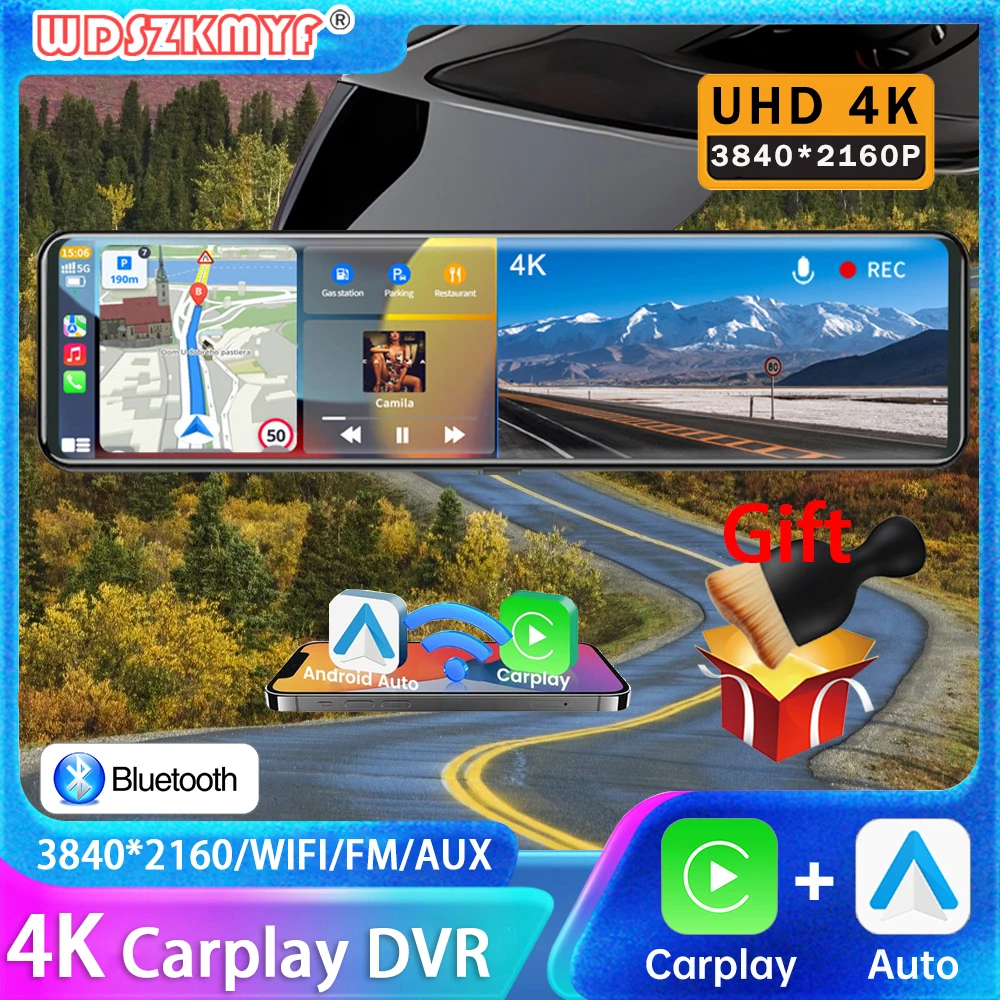 12Inch-Rearview-Mirror-Carplay-Android-Auto-4K-Video-Recorder-WIFI-Dash ...