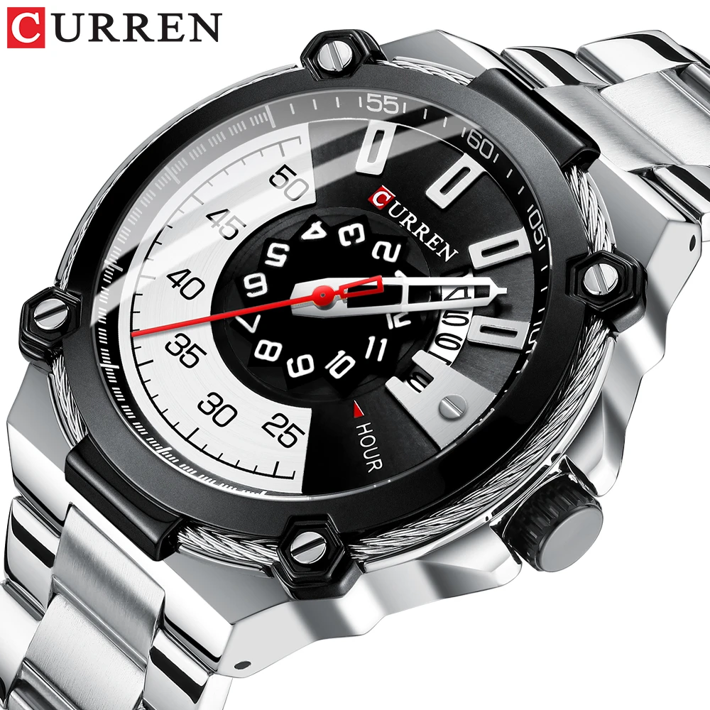 CURREN Luxury Business Military Quartz Watch Silver Stainless Steel ...