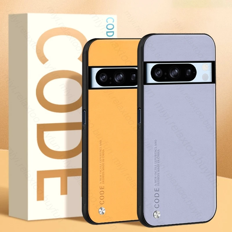 Plain-Skin-Leather-Back-Cover-For-Google-Pixel-8-Pro-5G-Case-Soft ...