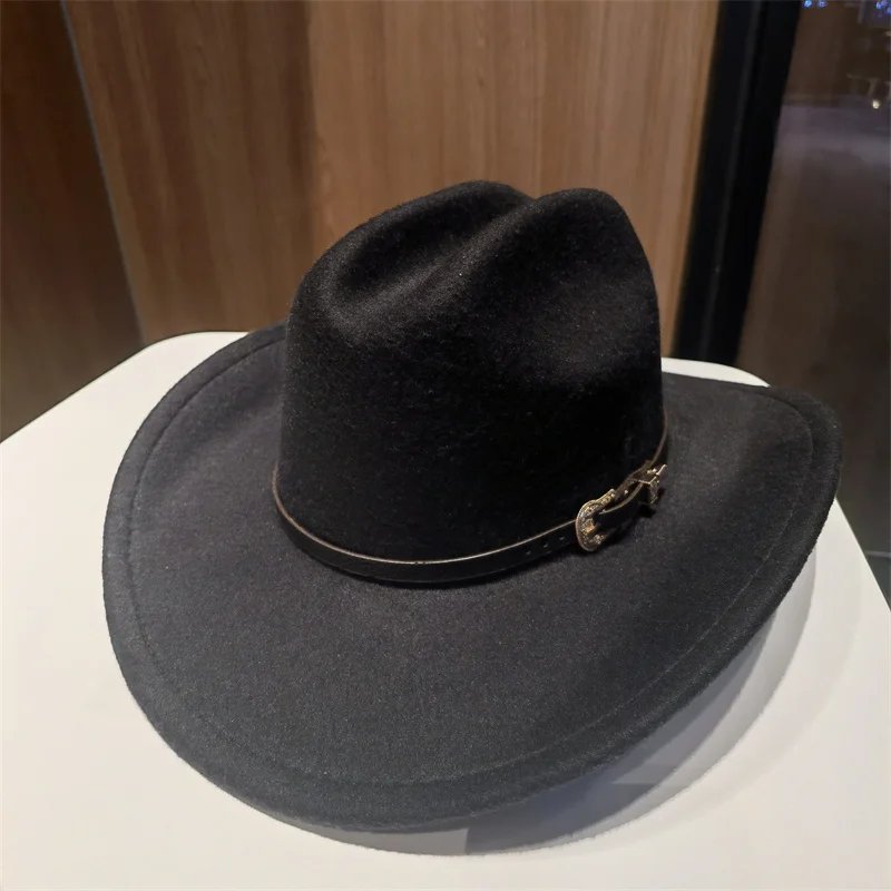 Cowboy-Hat-Fedoras-Hat-Wide-Brim-Solid-White-Black-Panama-Casual-Dress ...