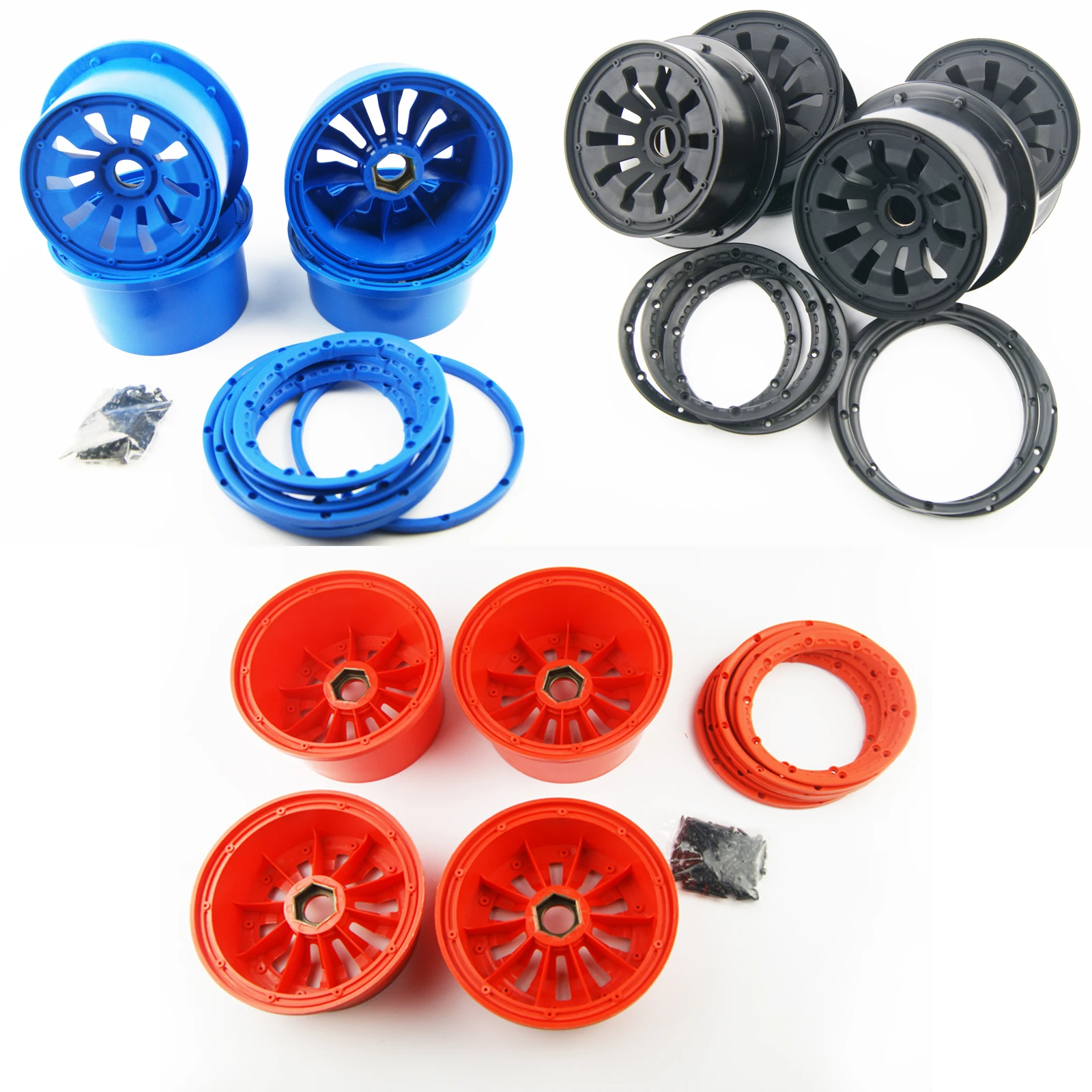 Front-Rear-Wheels-Rims-Beadlocks-For-Rovan-HPI-Rofun-Baja-5B-5T-Buggy ...