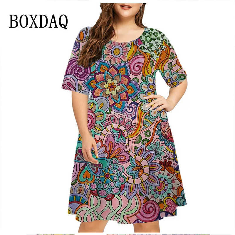 6XL-Plus-Size-Dresses-Women-Abstract-Painted-Print-Dress-Summer-Vintage ...