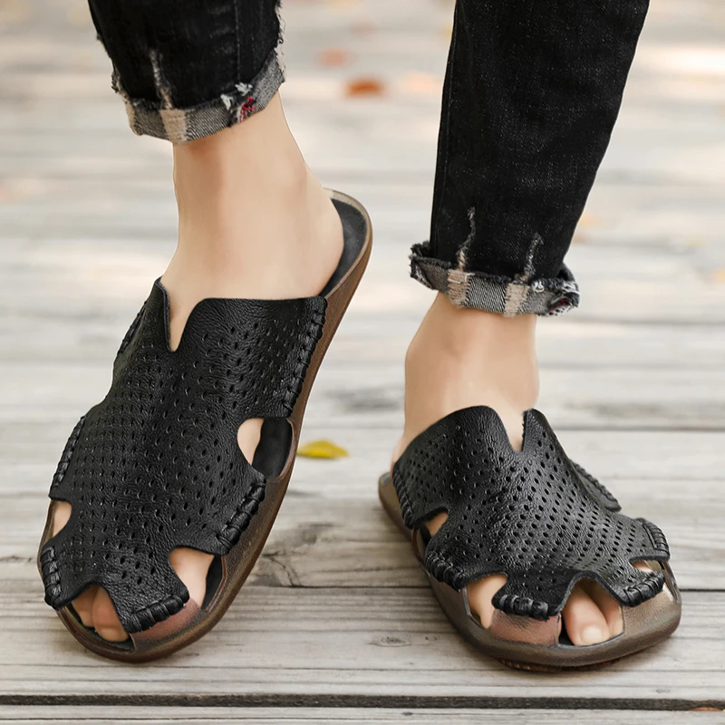 Wacerta-Zapatillas-antideslizantes-de-cuero-de-vaca-para-hombre ...