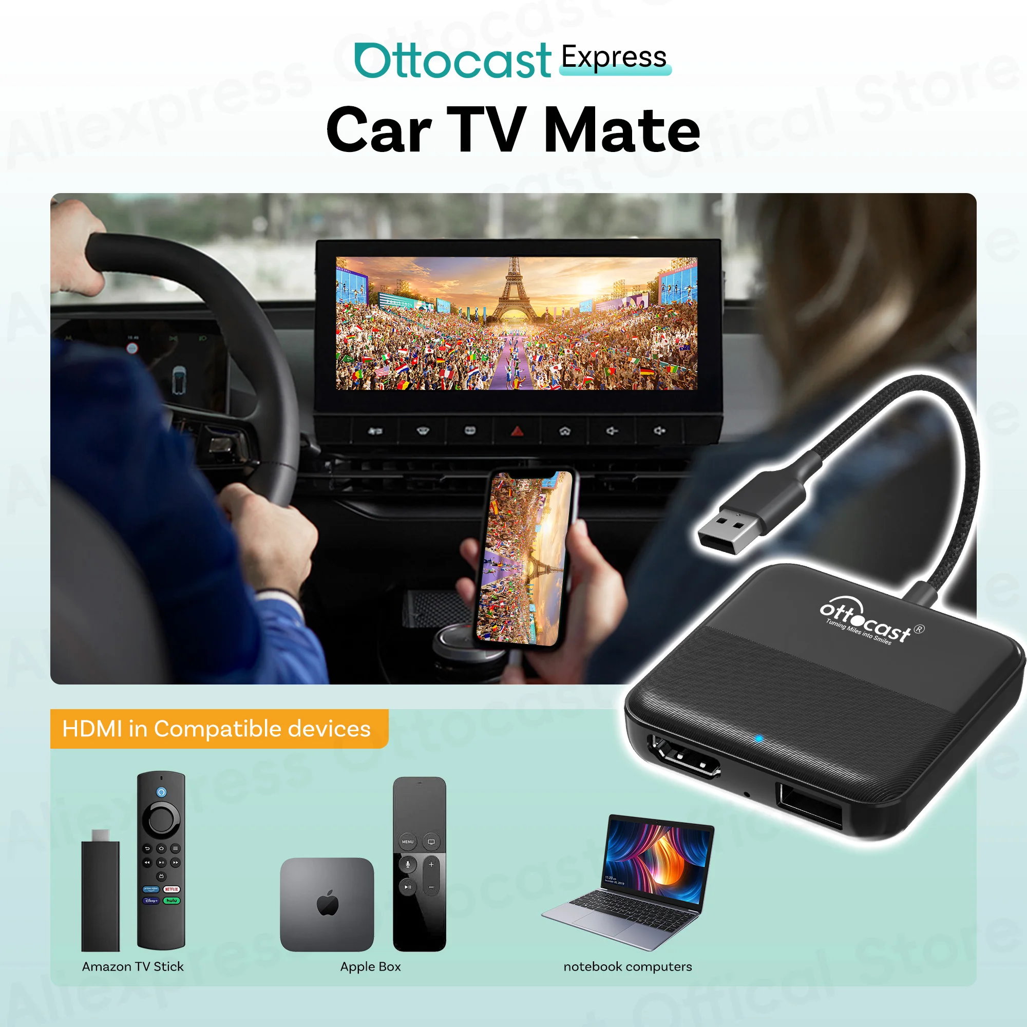 Wireless Carplay Adapter Uk OTTOCAST Car TV Mate Max, Wireless Android ...