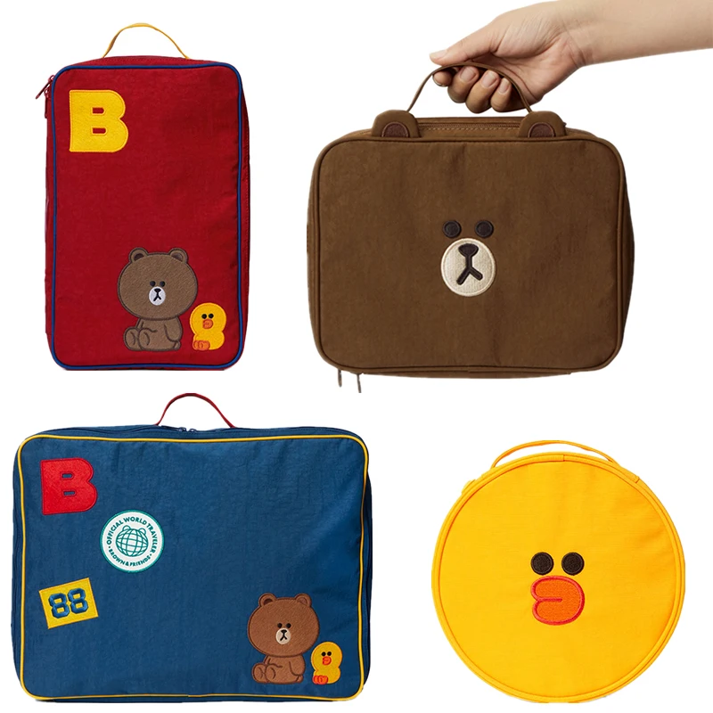 Line Friends Brown Pouch | Line Friends Brown Bear | Line Friend Travel ...