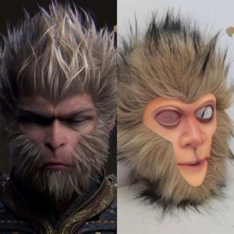 Realistic Cosplay Halloween Black Myth Skull Mask 3D Full Head Wukong ...