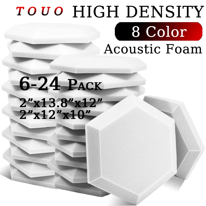 TOUO-Hexagon-Acustic-Foam-6-12-24-Pcs-Studio-Acoustic-Treatment-High ...