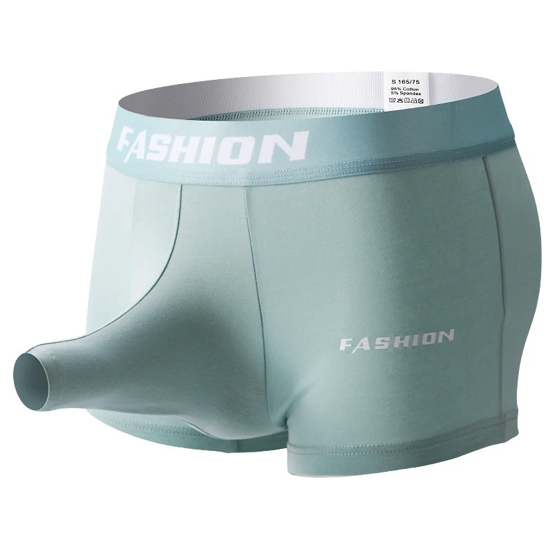 Boxer sexy ouvert devant pour homme, sous-vêtement éléphant renflement ...