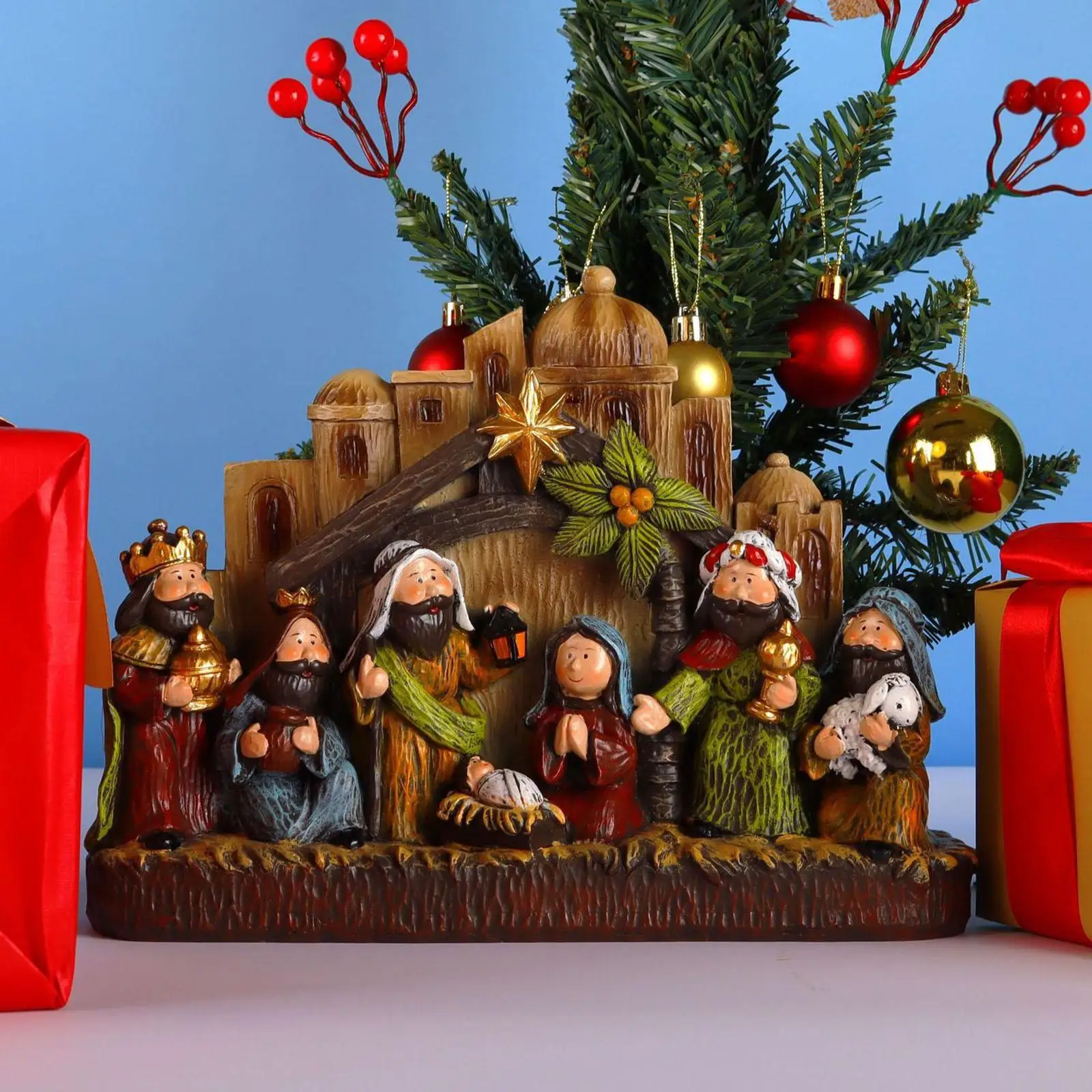 Lighted-Christmas-Nativity-Scene-Miniature-Xmas-Sculpture-Religious ...