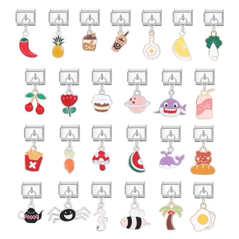 Cute-Cartoon-Fruit-Animals-Lemon-Pineapple-Cherry-Whale-Italian-Charm ...