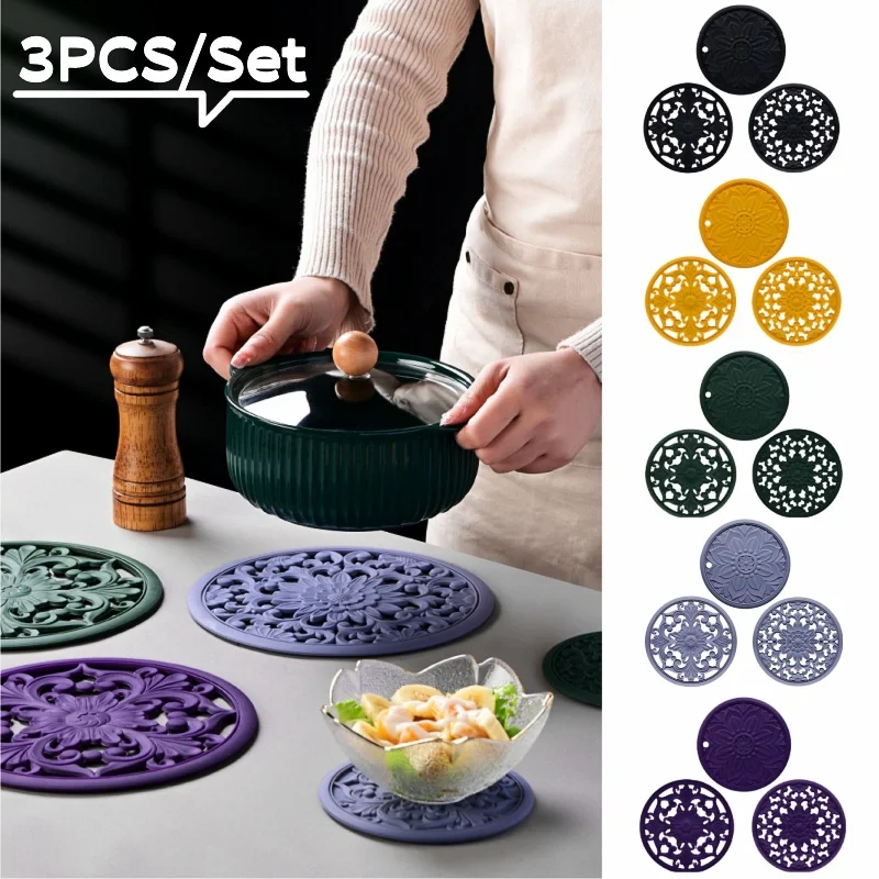 3pcs-Silicone-Insulated-Mat-Flexible-Modern-Kitchen-Table-Mat-Pot-Mat ...