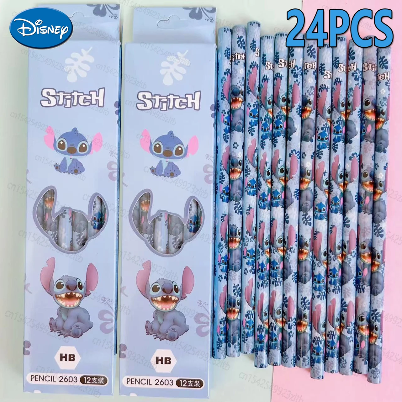 New-Disney-Stitch-Pencils-12-24PCS-Cartoon-Round-Rod-Kawaii-Students ...