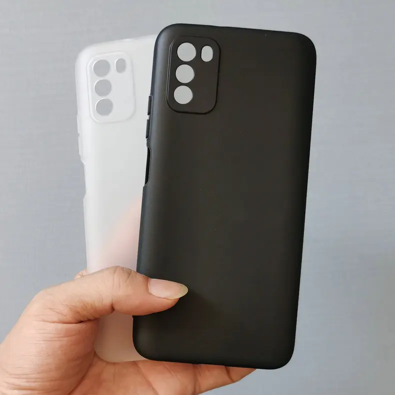 Matte TPU Case For Xiaomi POCO M3 Black Solid Color Soft Precise Hole ...