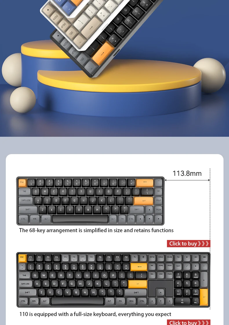 Aigo A68 Mechanical Keyboard – Compact & Hot-Swap