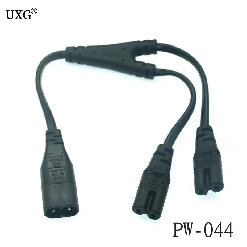1PC IEC 320 C8 2Pin Male to 2 x C7 Female Y Split Power Cable About ...