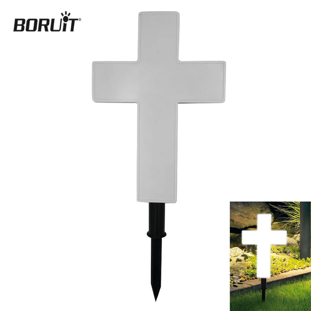 BORUiT-Solar-Cross-Stake-Outdoor-Garden-LED-Light-IP65-Waterproof-Cross ...