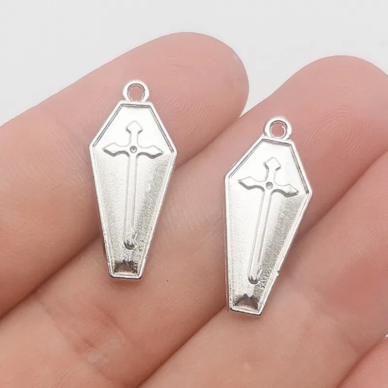 20pcs-26-11mm-Alloy-Silver-Color-Halloween-Charms-Vampire-Cross-Coffin ...