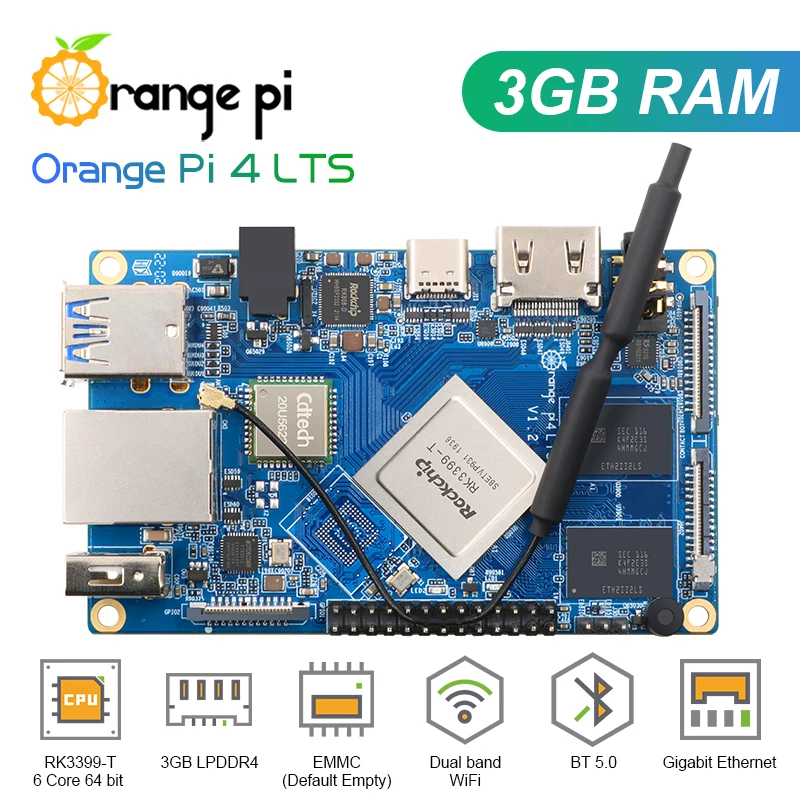Orange-Pi-4-LTS-3GB-RAM-DDR4-Rockchip-RK3399-T-WiFi-Bluetooth-Mini-PC ...