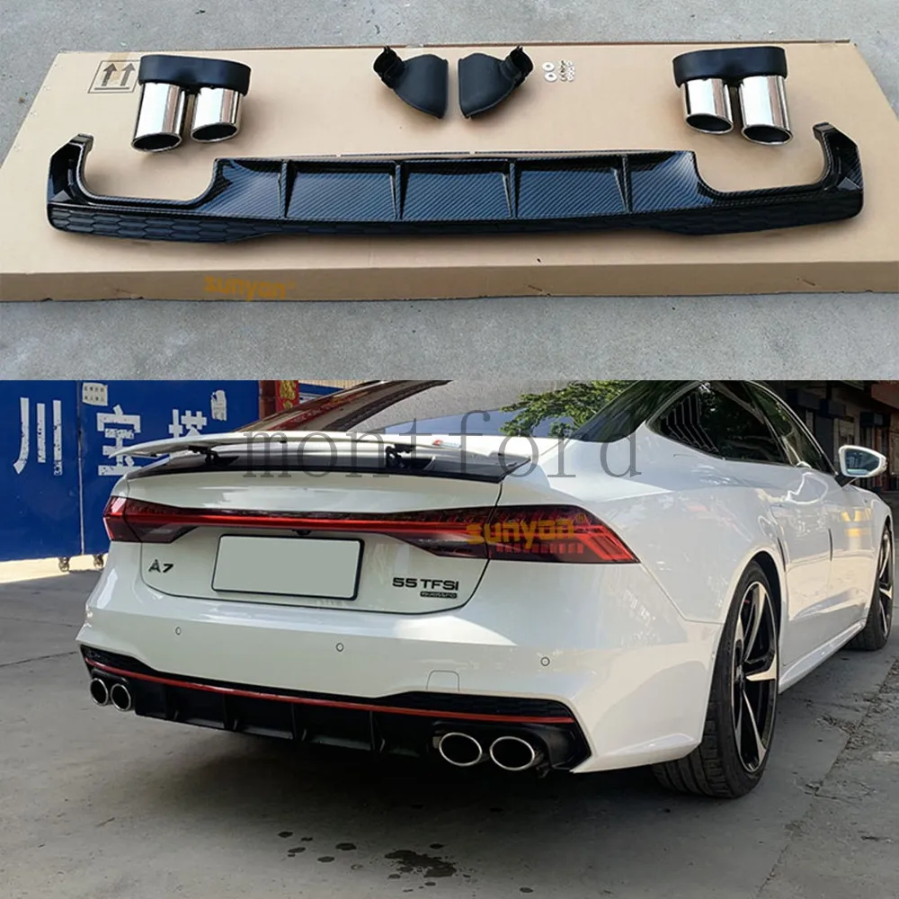 Rear Bumper Diffuser Lip For Audi A7 Sline 4 Door 2019 2020 Non S7 Car ...