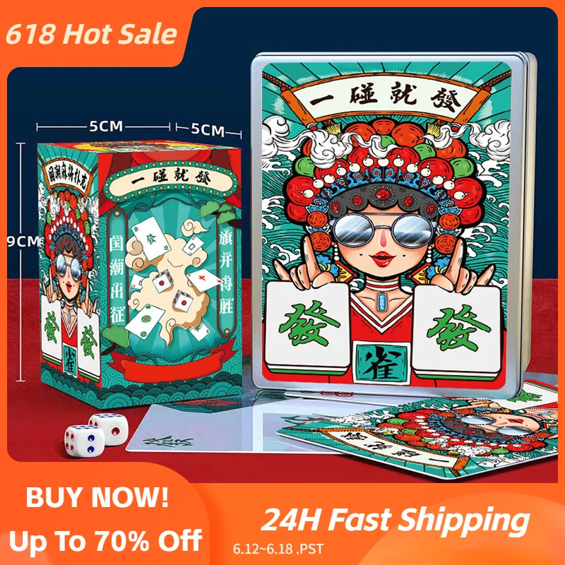 144 Cards/Set Mahjong Pokers Playing Cards Waterproof Portable Travel ...
