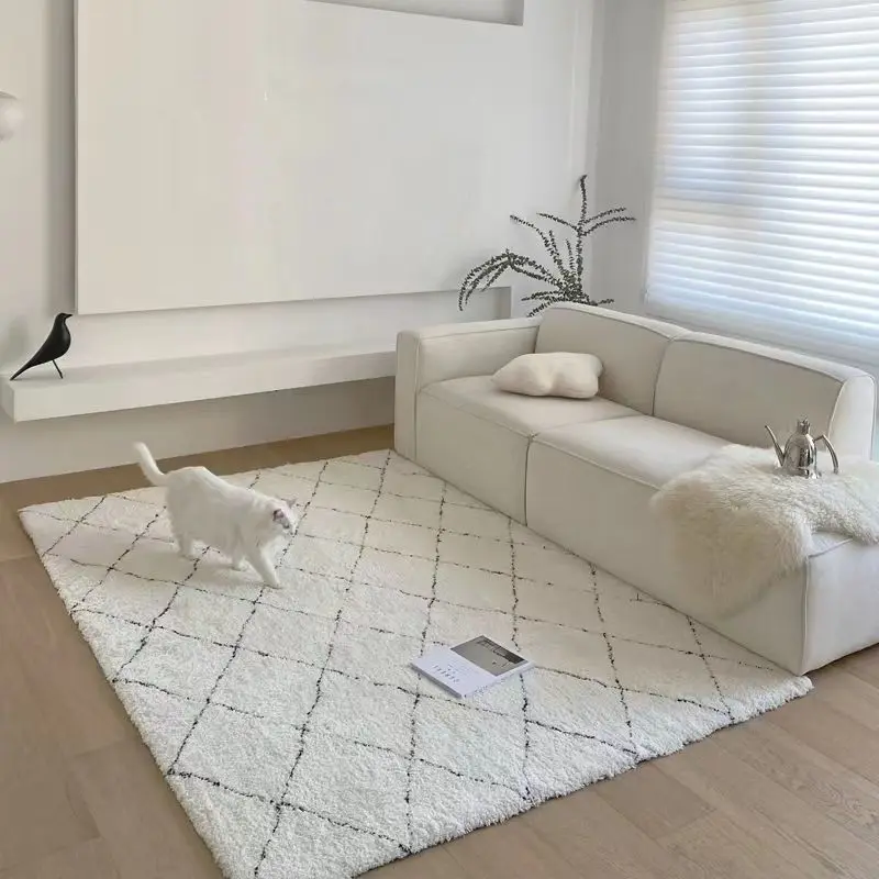 Nordic-Black-Lines-Shaggy-Carpet-For-Living-Room-Modern-Home-Bedroom ...