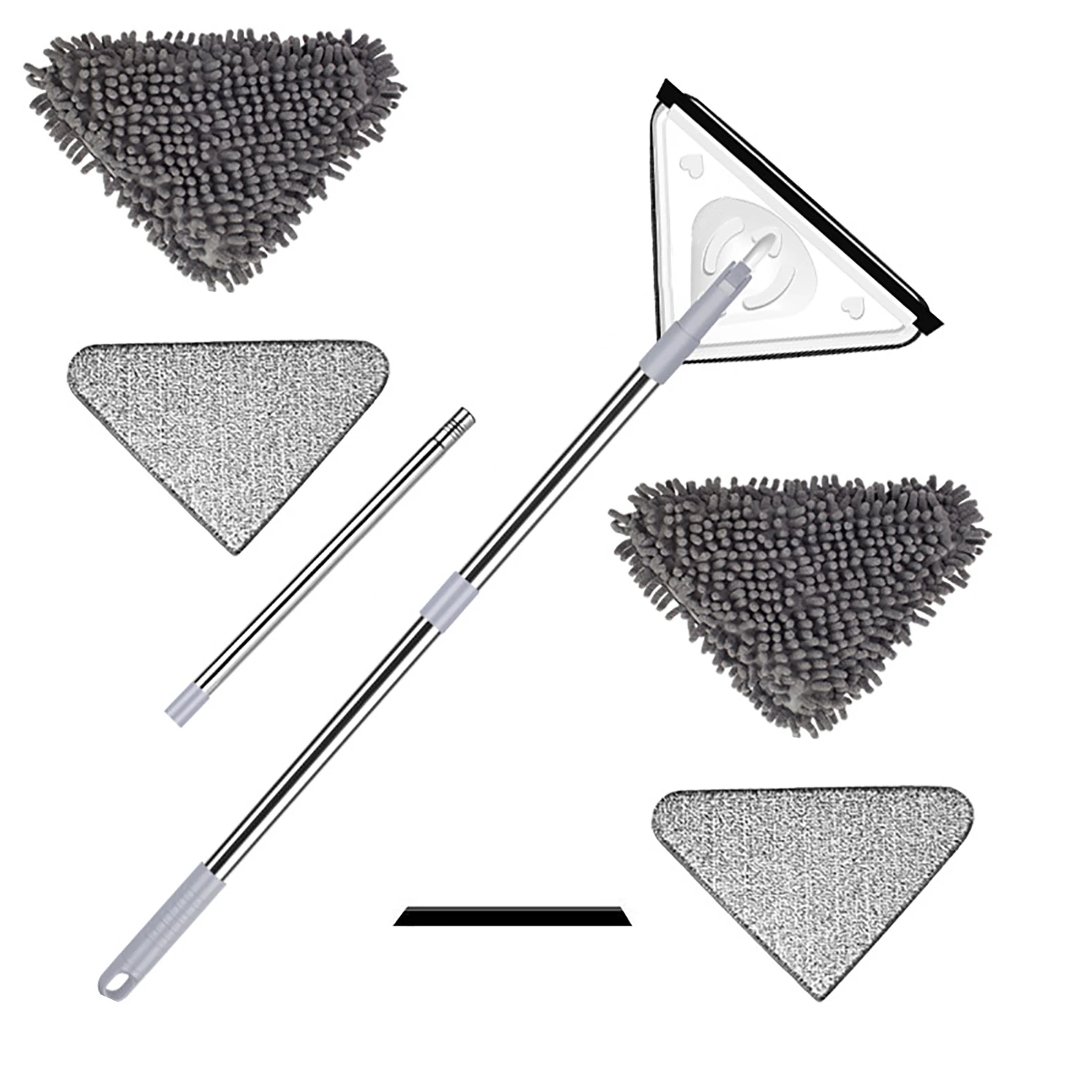 Triangular Mop Mini Triangle Deep Cleaning Mop with Long Handle 360 ...