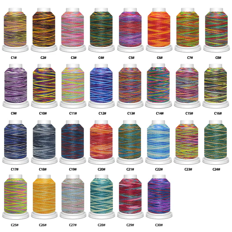 Gradient-segment-dyed-multi-colored-round-wax-thread-3-24-strands-of ...