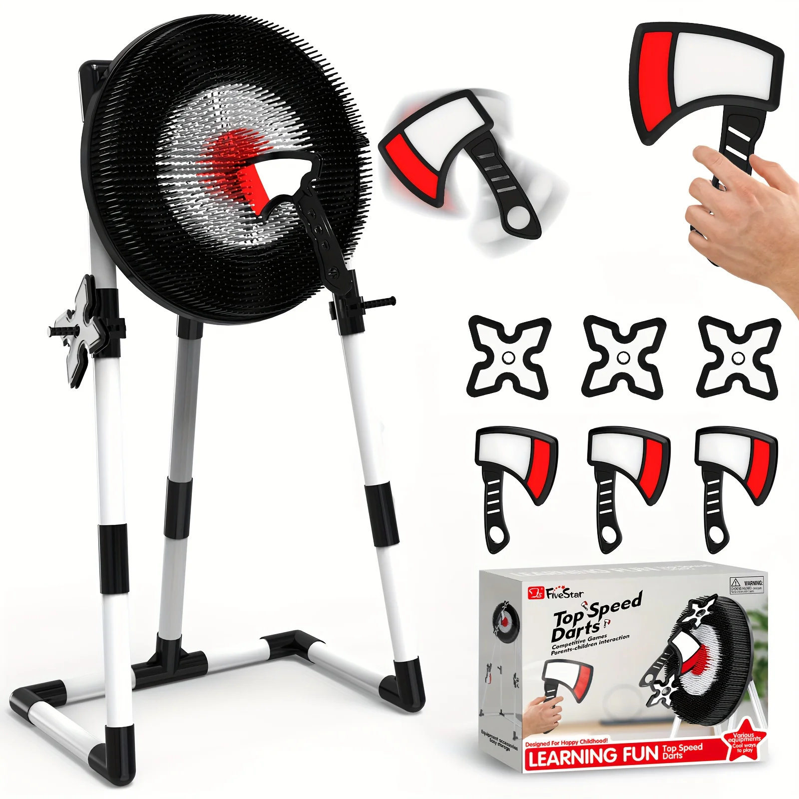 Axe Throwing Target Set, 3 Plastic Axes & Stars, Collapsible Stand ...