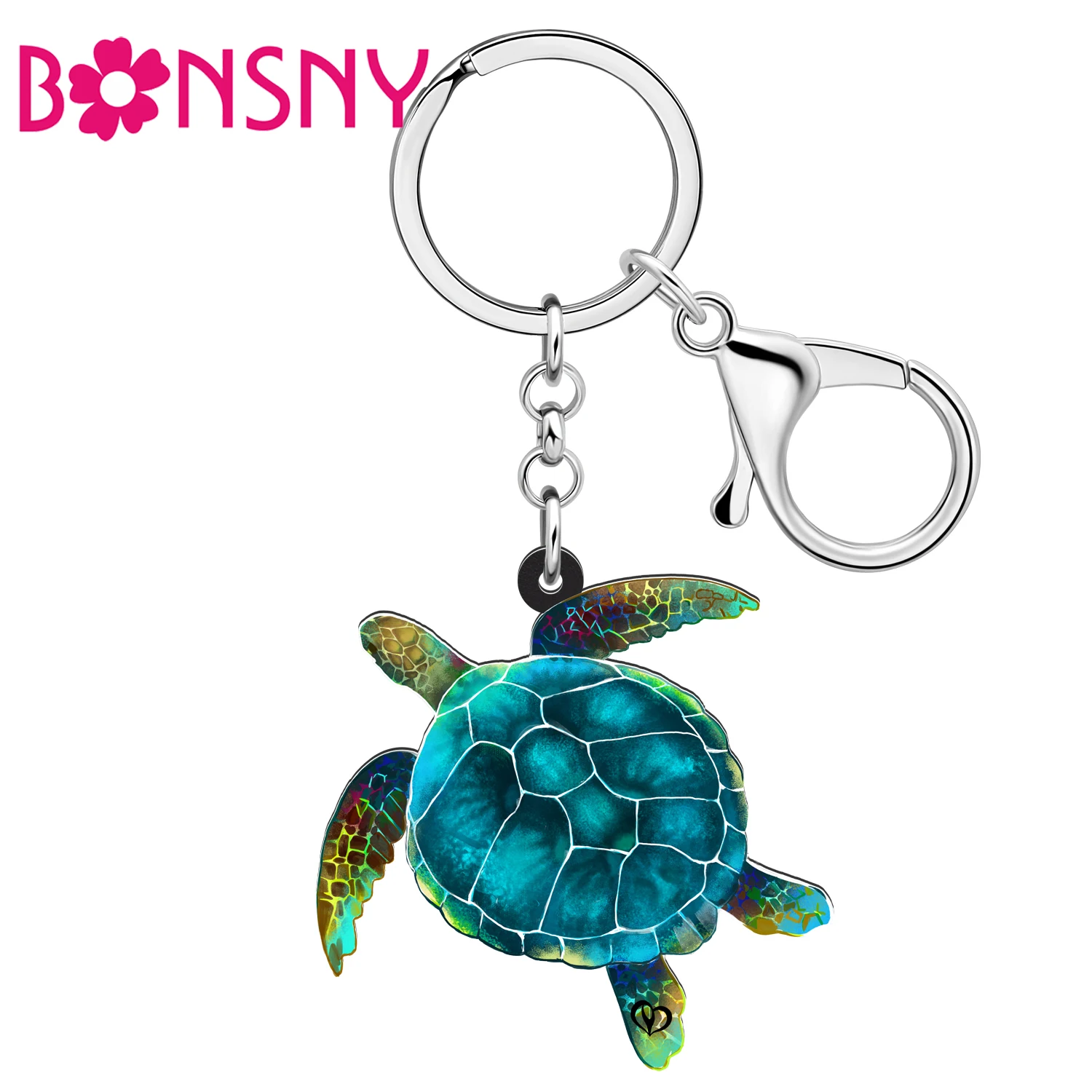 Bonsny Acrylic Cute Ocean Shell Sea Turtles Keychains Key Chains Rings ...